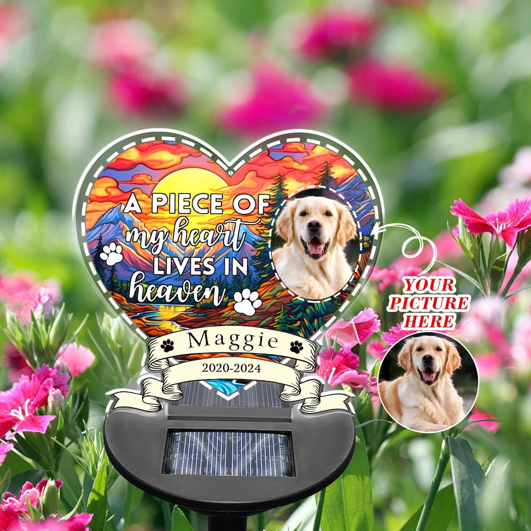 Personalized Photo Pet Memorial Solar Garden Light, Dog, Cat Memorial ...