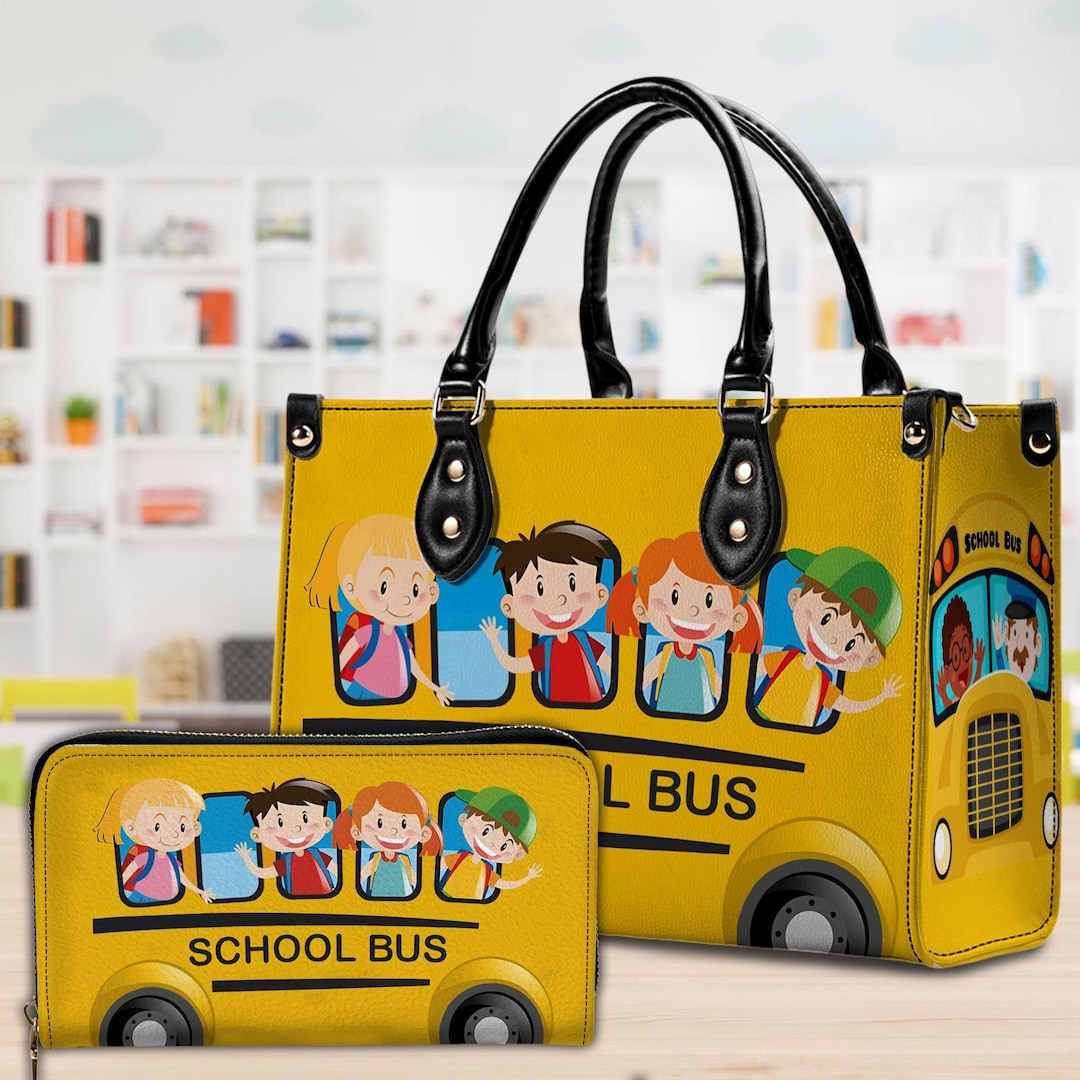 Personalized School Bus Driver Leather Handbag With Handle, Custom Bus ...
