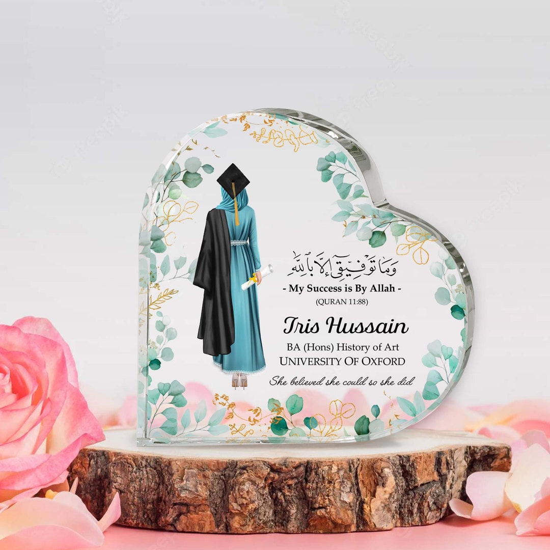 Personalized Muslim Graduation Print Heart Acrylic Plaque, Muslim ...