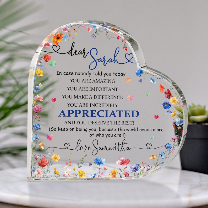 Personalized You Are Incredibly Appreciated Heart Acrylic Plaque ...