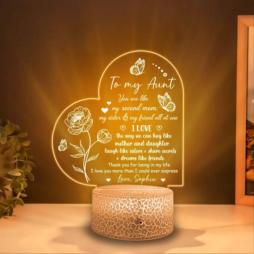 Personalized to My Aunt 3D Led Night Light, Custom Auntie 3D Lamp Gift ...
