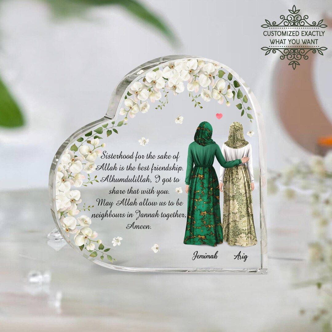 Personalized Muslim Sisters, Muslim Friends Heart Acrylic Plaque ...