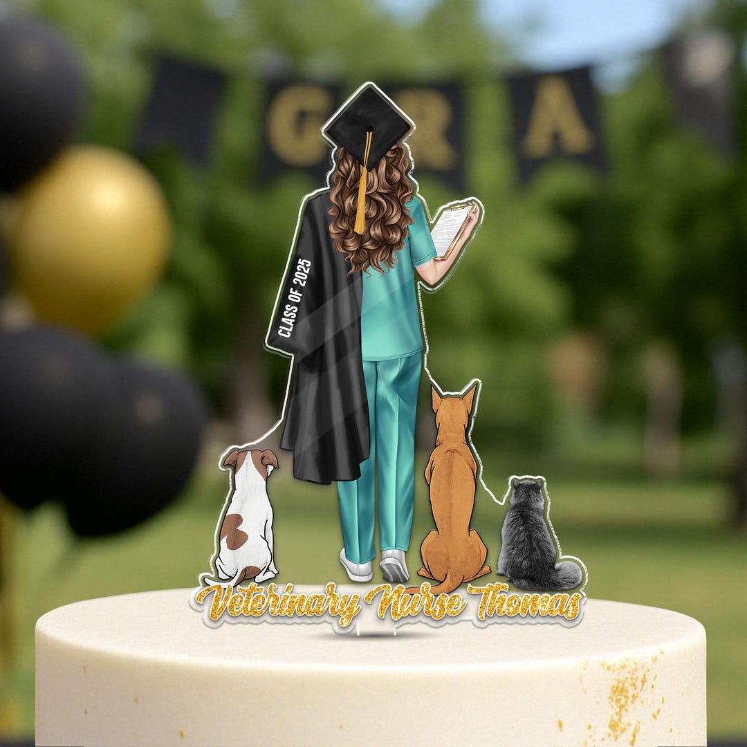 Personalized Veterinarian Graduation Cake Topper, Custom Vet Tech Grad ...