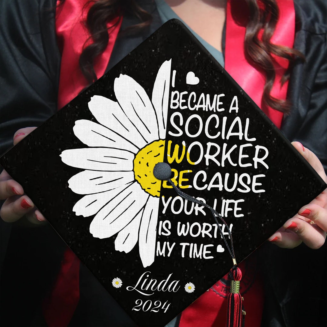 Personalized Social Worker Graduation Cap Topper, MSW Graduation Cap ...