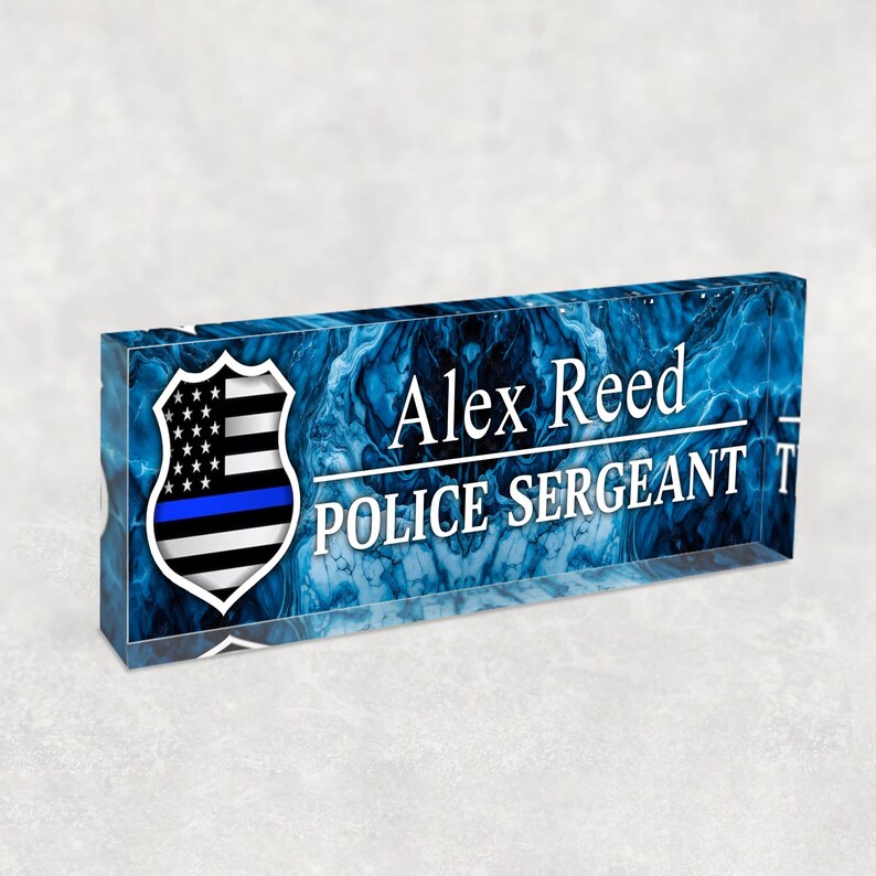 Personalized Police Officer Acrylic Office Desk Name Plate, Chief of ...