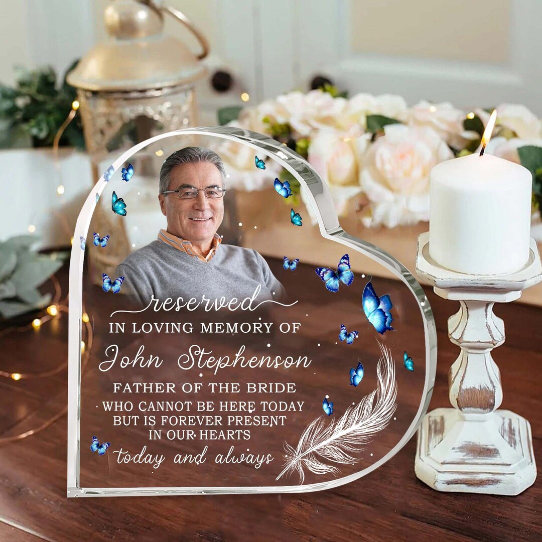 Personalized Photo Wedding Memorial Heart Acrylic Plaque in - Etsy