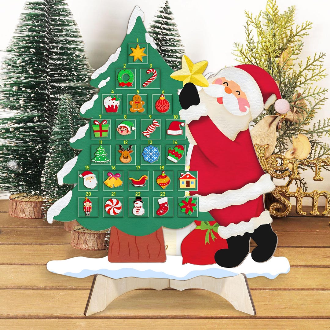 Christmas Tree Count Down Calendar, Advent Calendar Sign, Christmas ...