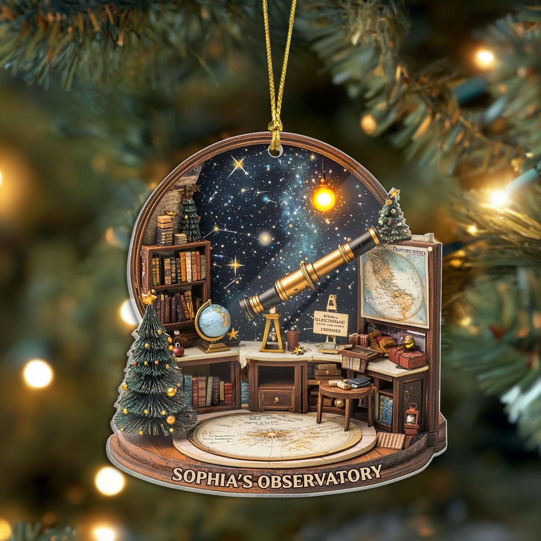 Personalized Name Dreamy Astronomy Observatory 2D Flat Acrylic Ornament ...