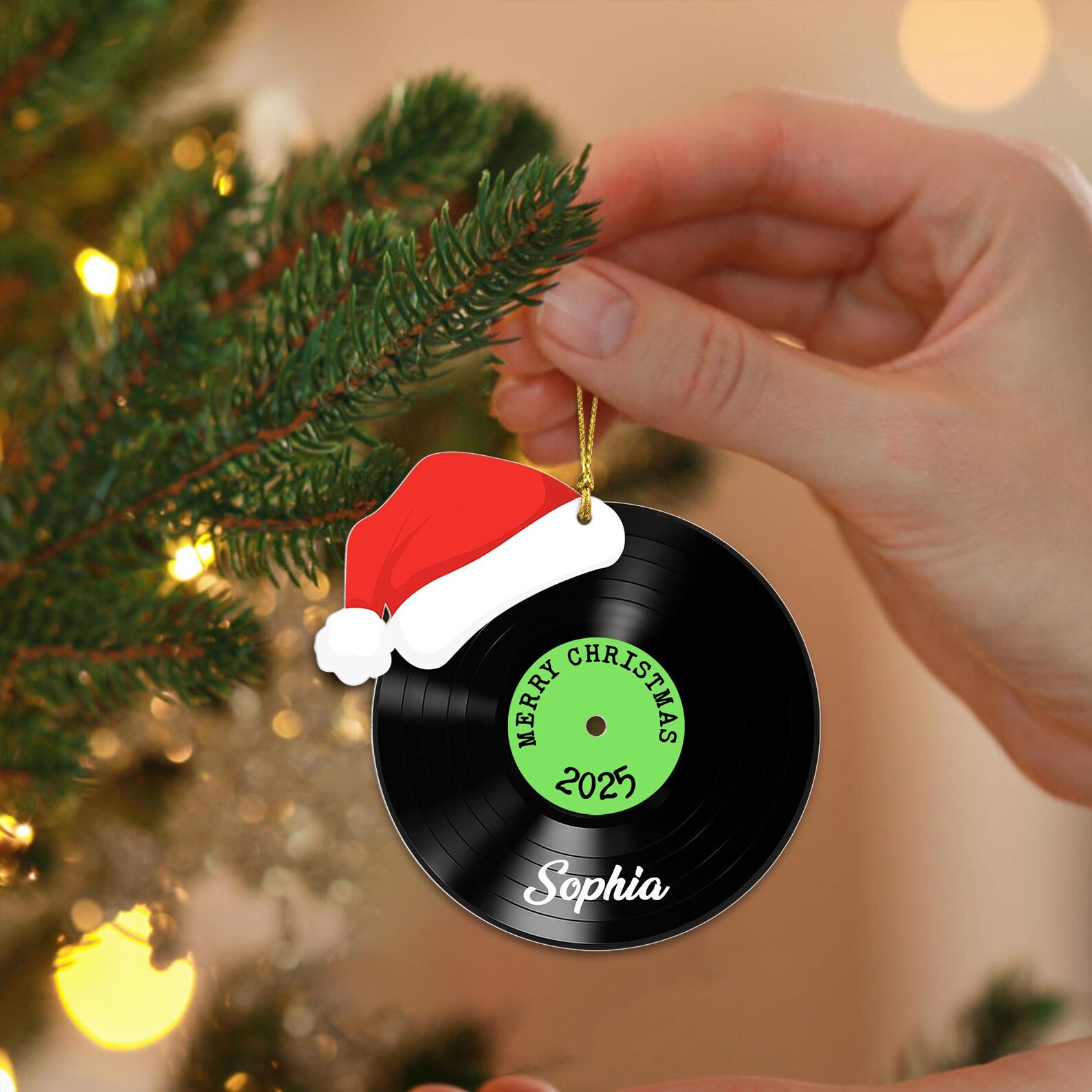 Custom 2D Flat Vinyl Record Christmas Acrylic Ornament 2025, Gift Vinyl ...