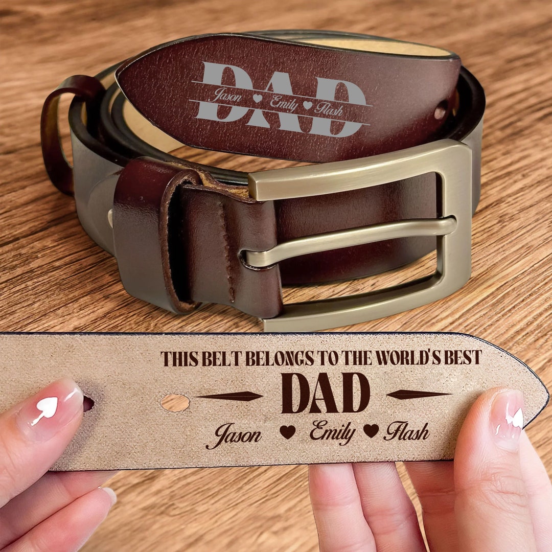 Personalized Dad Leather Belt, Father's Day Gifts, Funny Gift for Dad ...