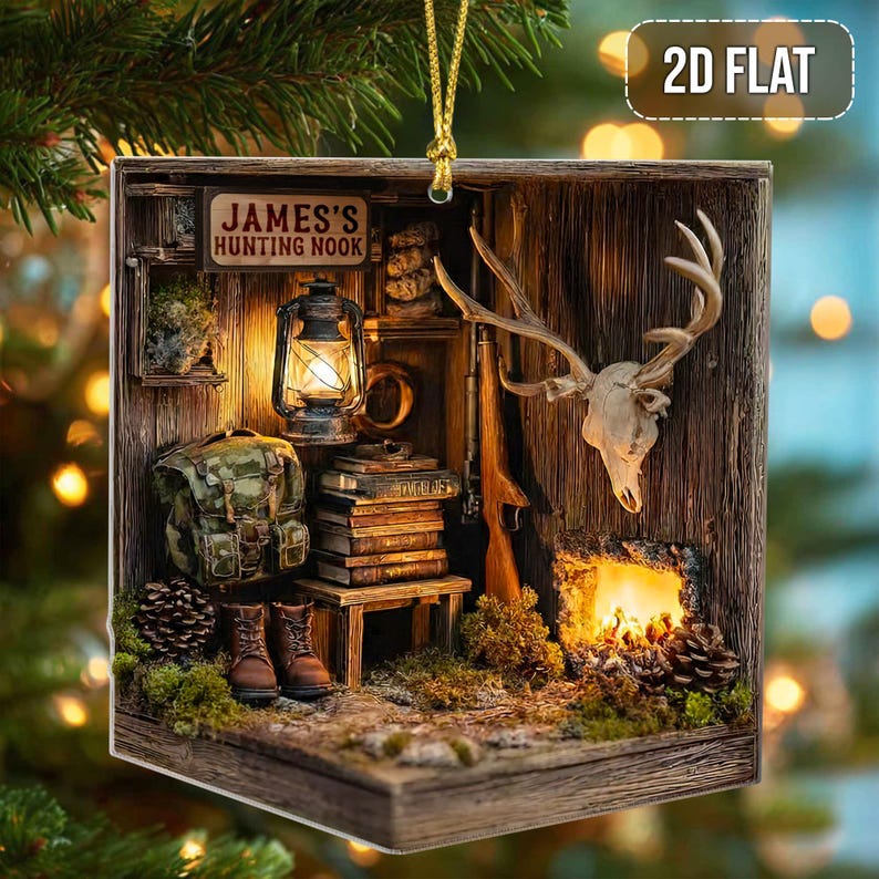 Personalized Hunting Cabin Christmas Ornament, Hunting Lover Ornament ...
