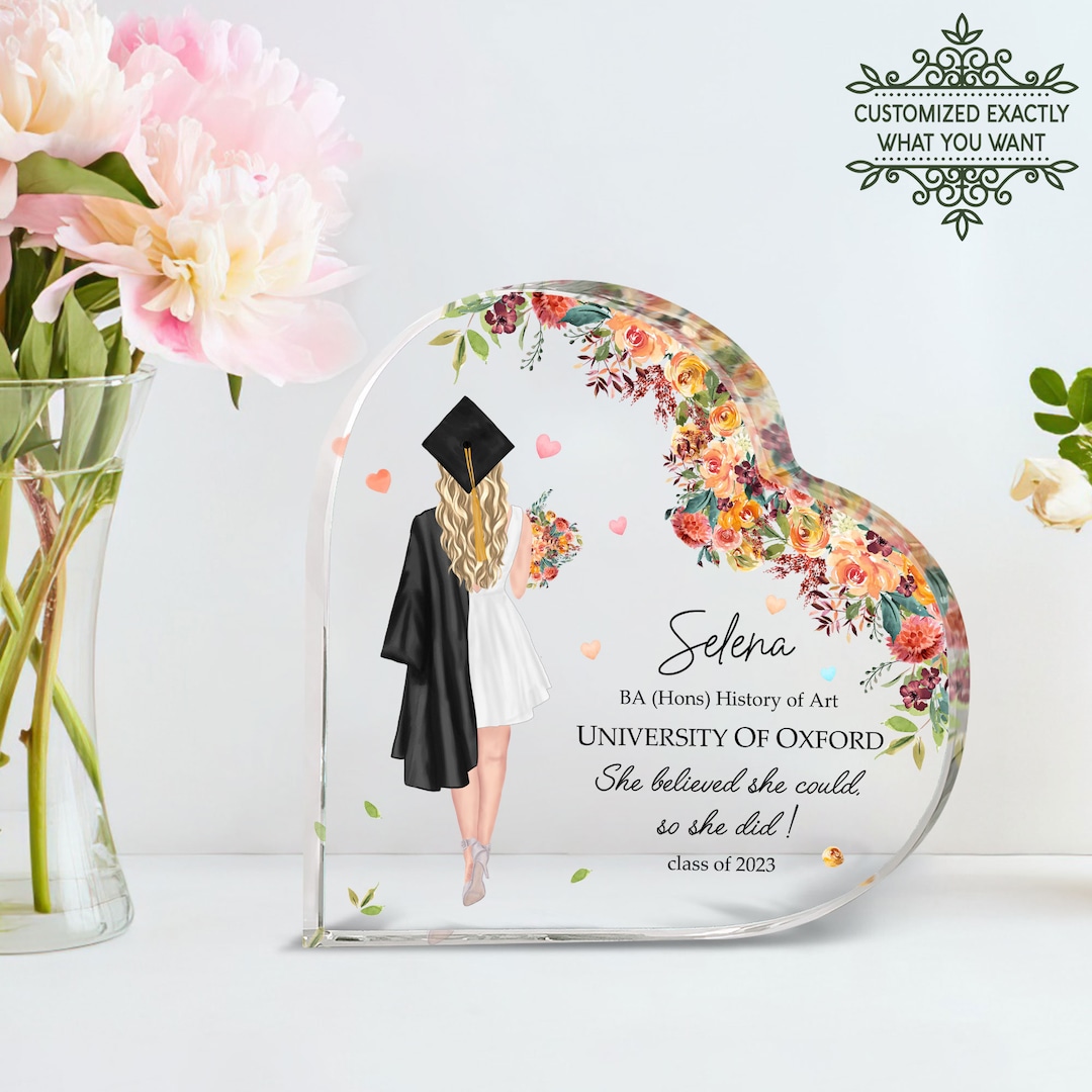 Personalized Graduation Print Heart Acrylic Plaque, Graduation Gift for ...