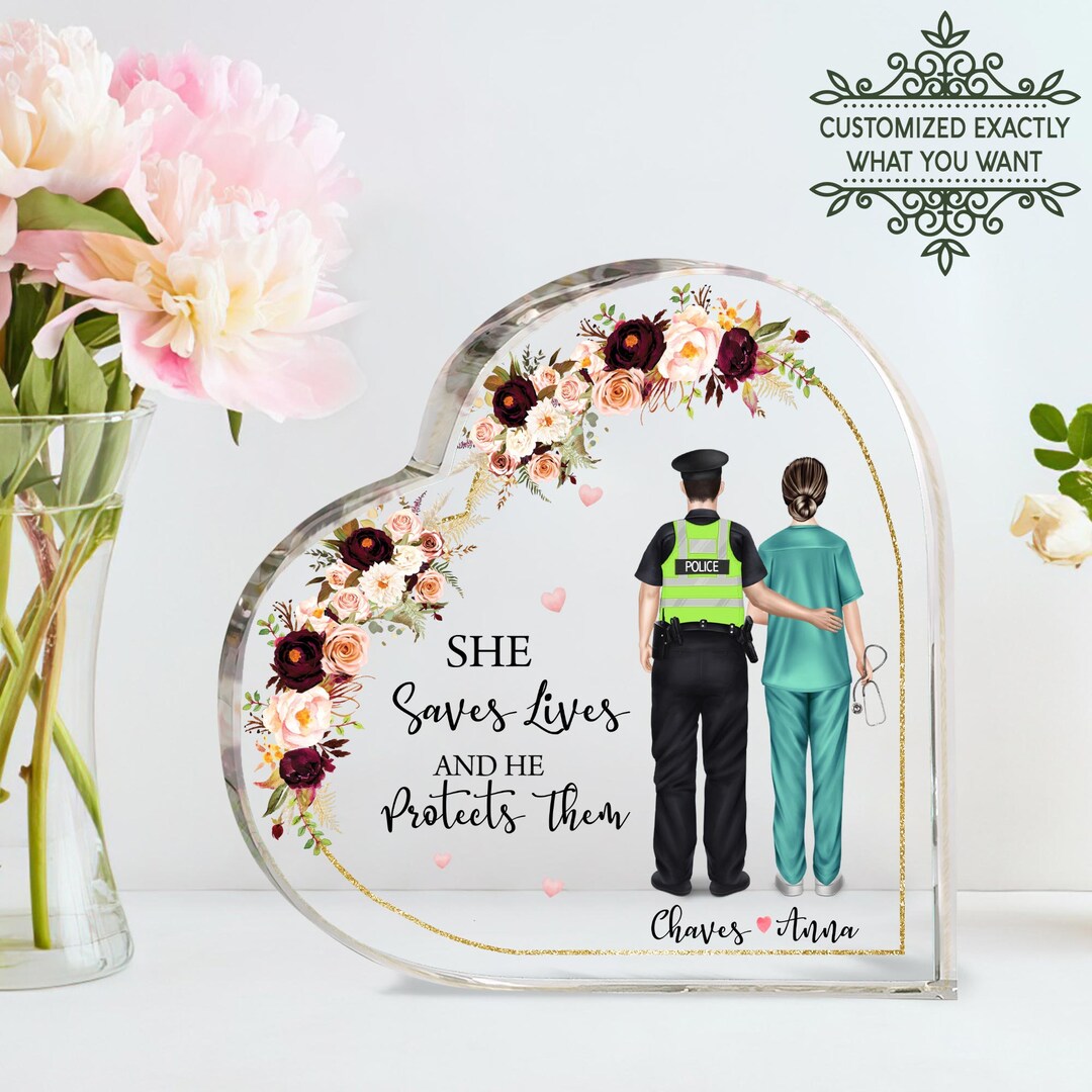 Personalized Police and Nurse Couple Heart Shape Acrylic - Etsy