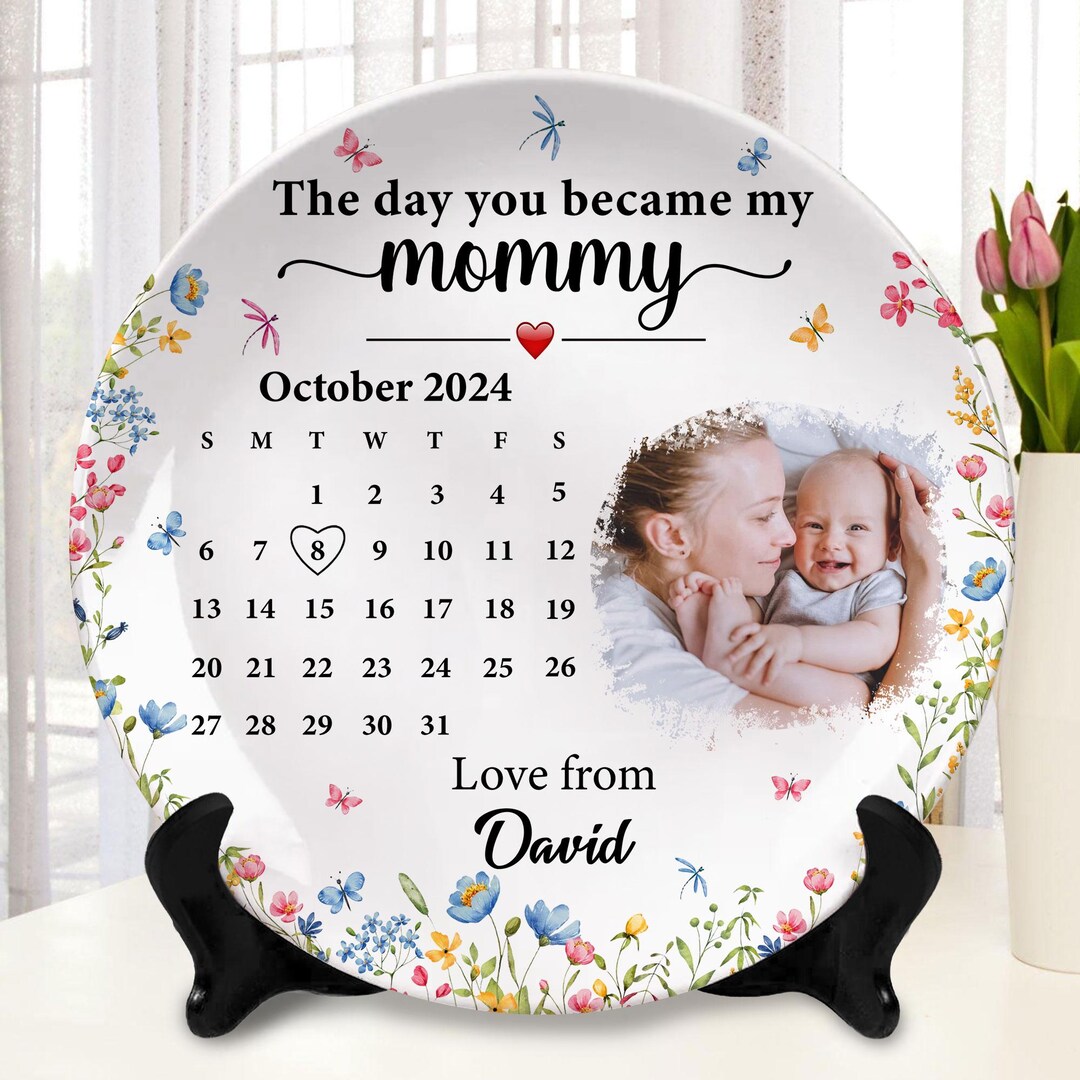 Personalized New Mom - the Day You Became My Mommy Plastic Plate ...