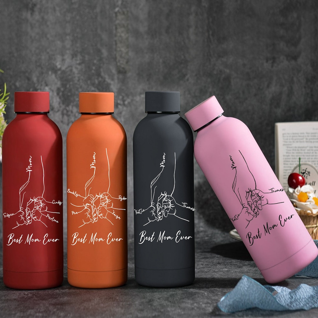 Personalized Bottle for Mom, Mother With Kid's Hands 17 Oz Water Bottle ...