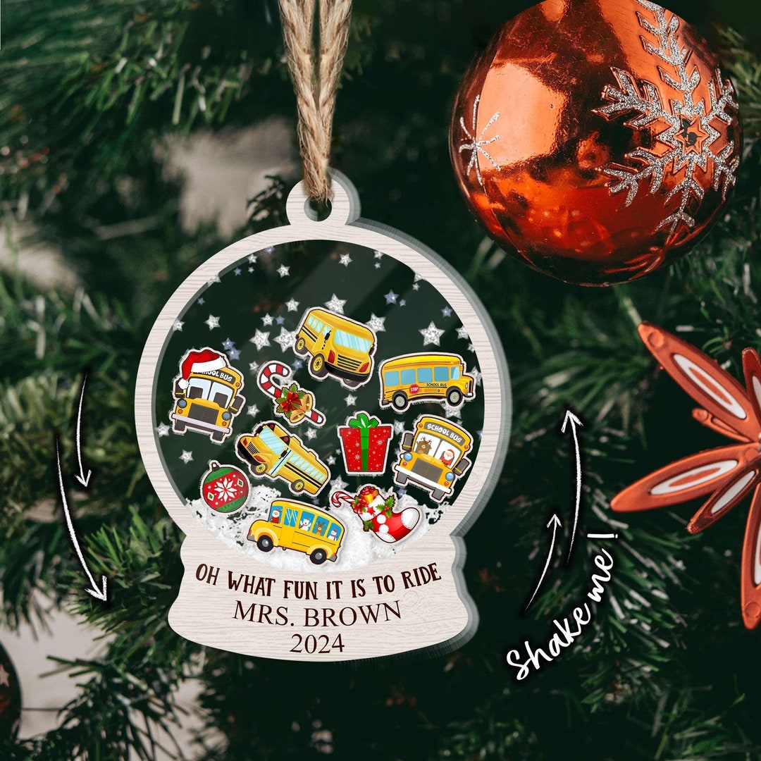 Personalized School Bus Driver Appreciation 3 Layered Shaker Ornament ...