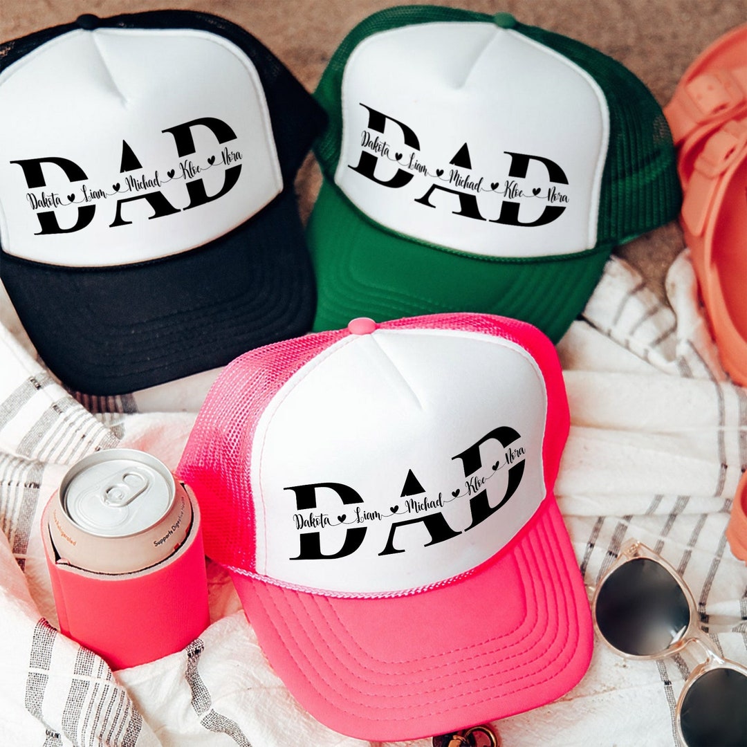 Personalized Dad and Kids Name Trucker Caps, Custom Best Dad Ever Hat ...