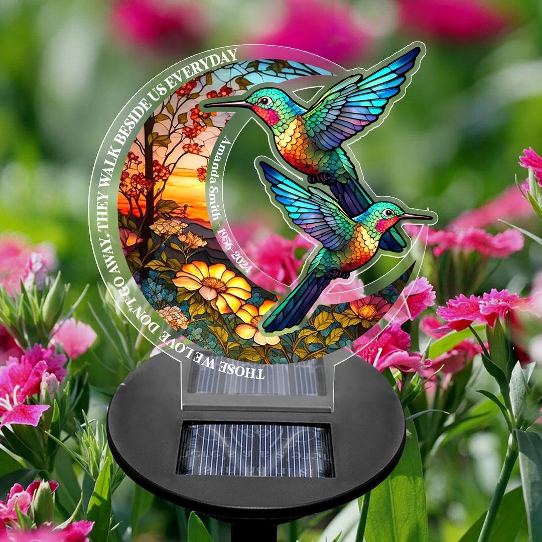 Personalized Hummingbirds Memorial Solar Garden Light, Garden ...