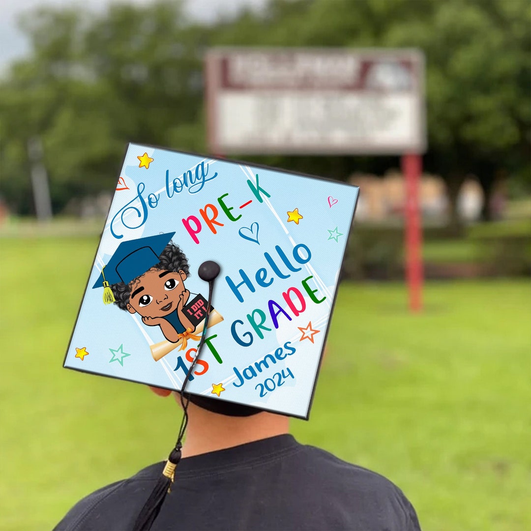 Personalized Black Kid Graduation Cap Topper, Kindergarten Nailed It ...
