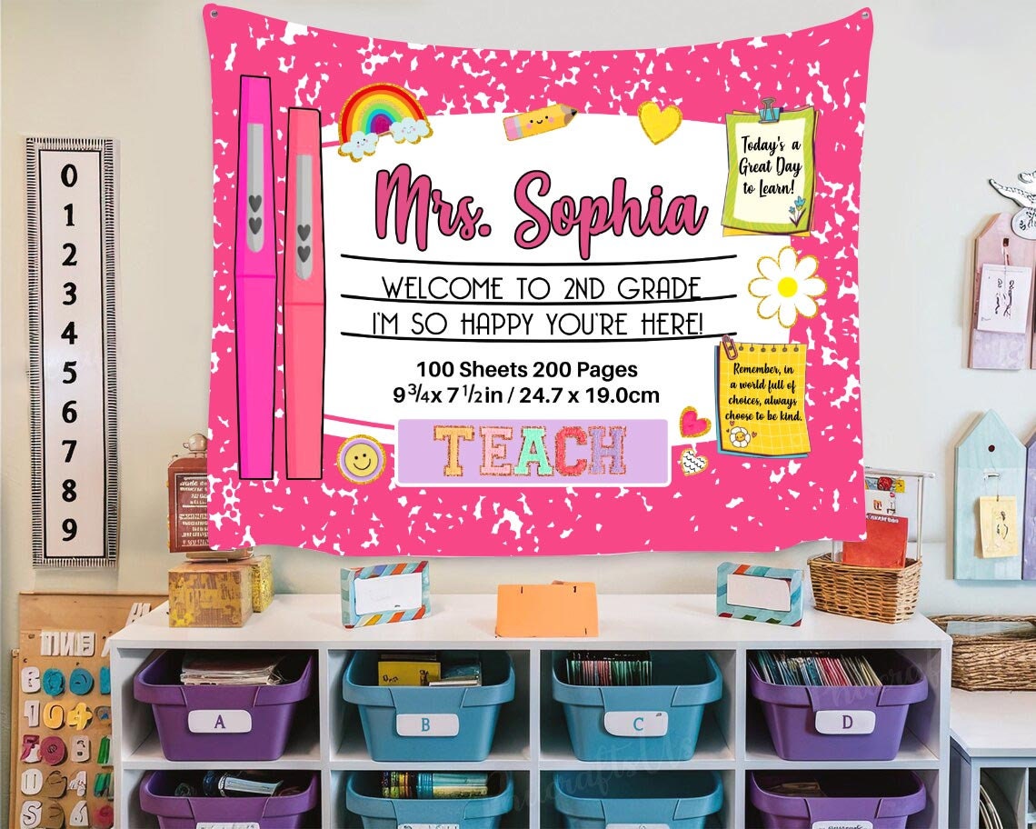 Personalized Groovy Classroom Decor, Custom Teacher Name Class Banner ...