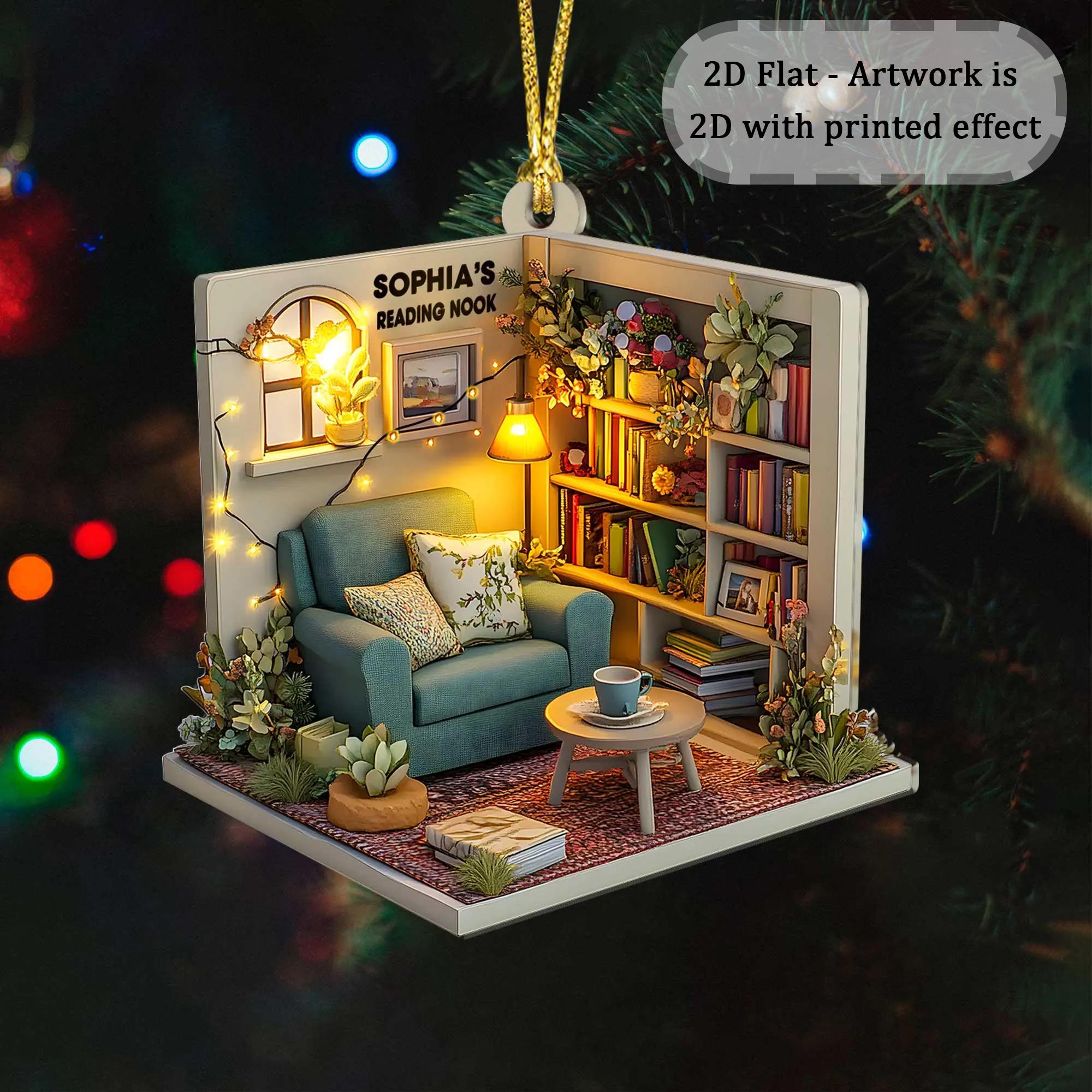 2D FLAT Personalized Dreamy Cozy Reading Nook 2D Flat Acrylic Ornament ...