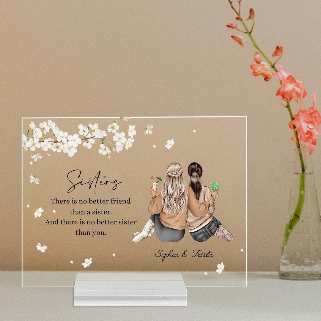 Personalized Sisters Portrait Acrylic Rectangle Plaque, Sister Gift ...