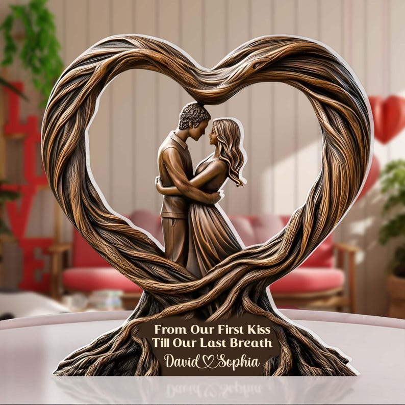 2D FLAT Custom Love Couple Acrylic Block, Romantic Heart Couple Decor ...