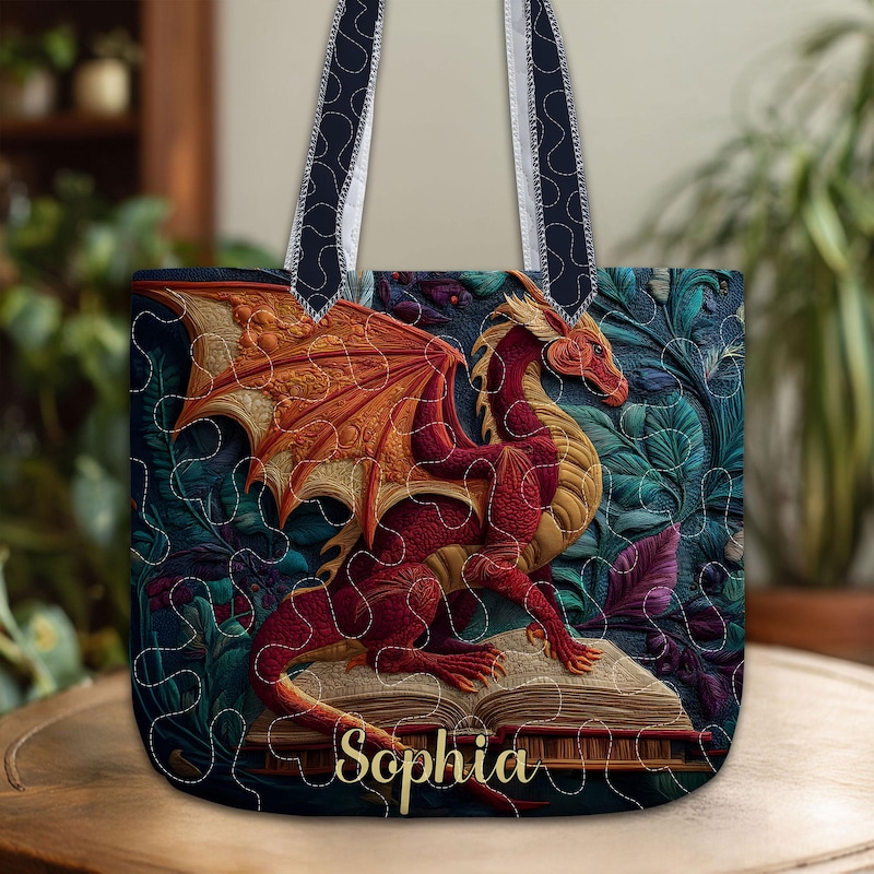 Quilted Dragon Book Bag - Etsy UK