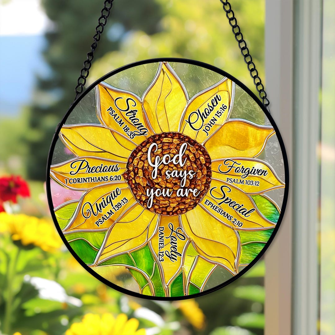 God Says You Are Unique Special Bible Verse Faux Stained Glass ...