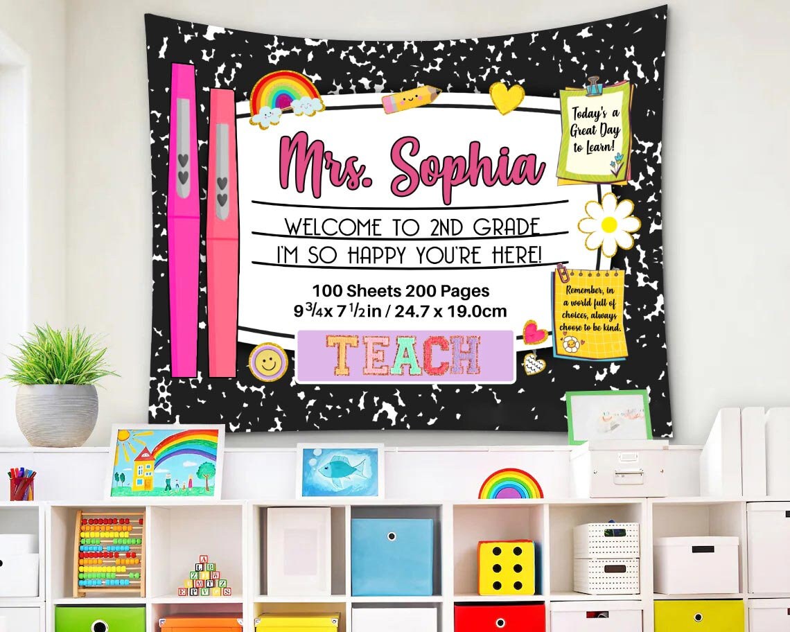 Personalized Groovy Classroom Decor, Custom Teacher Name Class Banner ...
