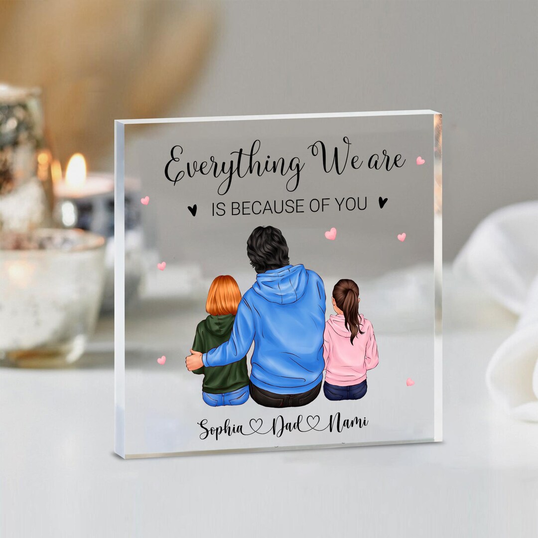 Personalized Dad and Kids Print Block Acrylic, Father's Day Gift From ...