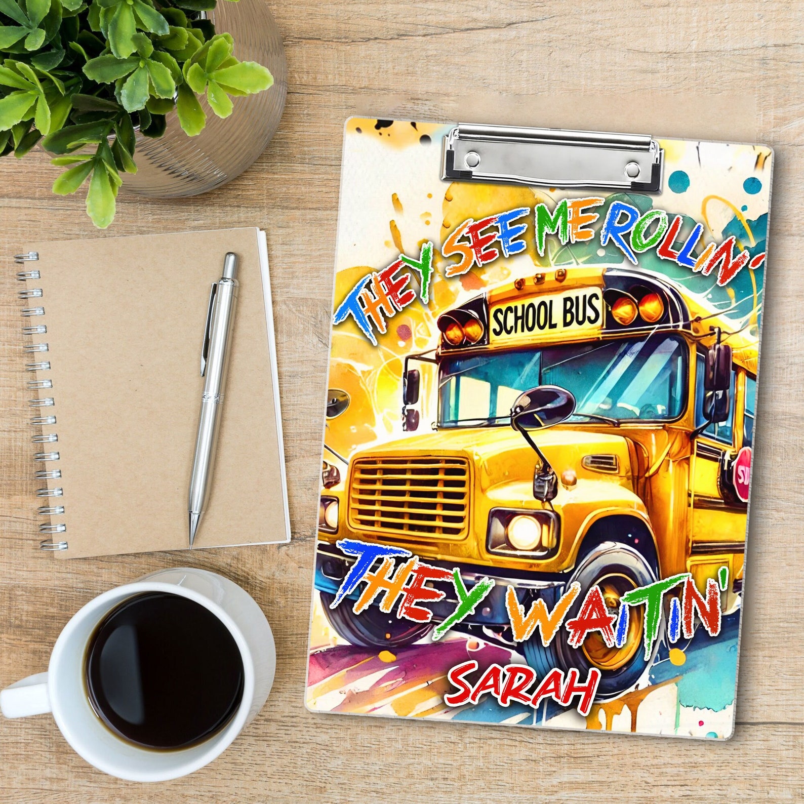 Personalized School Bus Driver Acrylic Clipboard With Name, Gift for ...