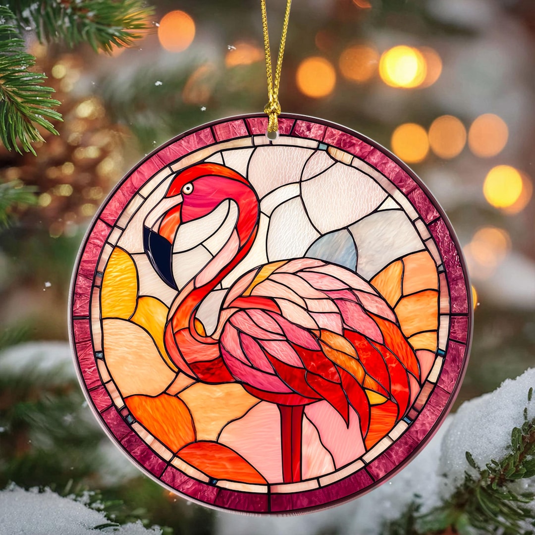 Faux Stained Glass Flamingo Acrylic Ornament, Flamingo Window Hangings ...