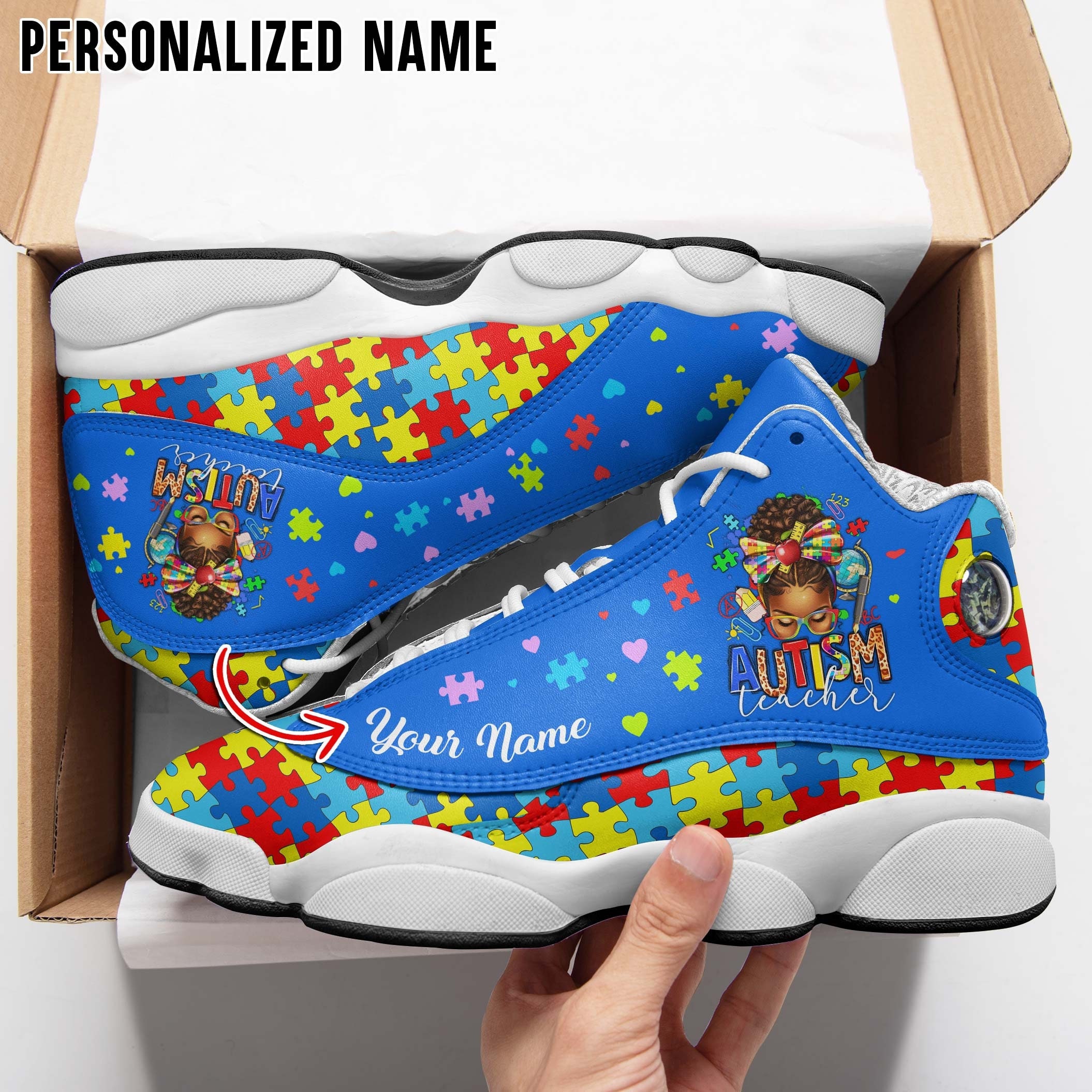 Personalized African American Autism Teacher Shoes, Autism Black ...