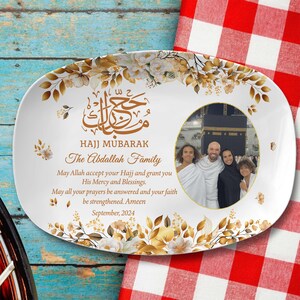 Personalized Hajj Mubarak Platter, Custom Photo Family Islamic Plate ...