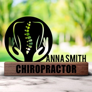 Personalized Name Chiropractor Desk Name Plate Metal With Wooden Base ...