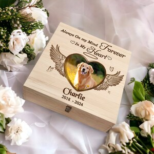 Personalized Pet Memorial Memory Keepsake Box, Wood Memory Box, Custom ...