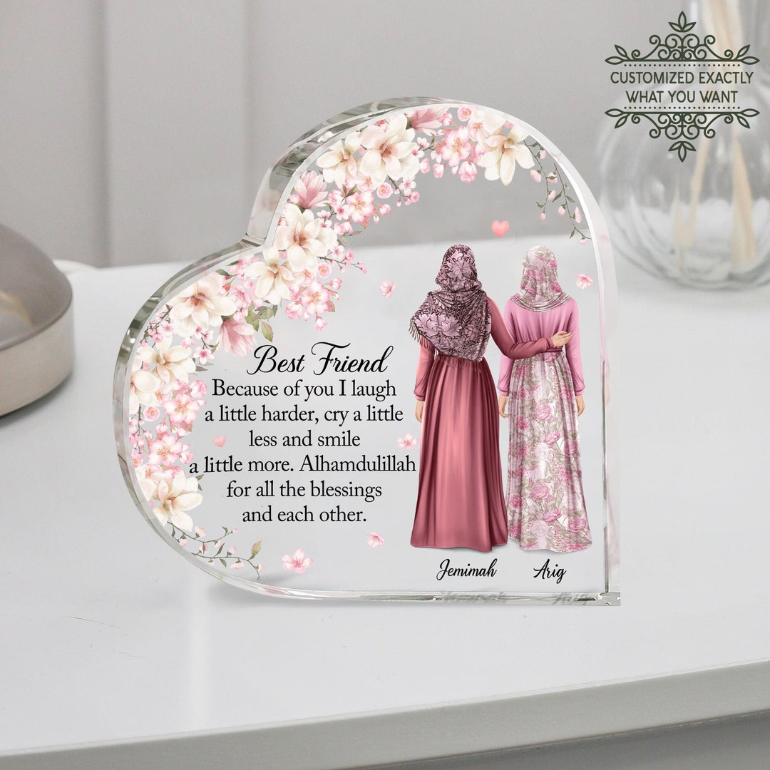 Personalized Muslim Sisters, Muslim Friends Heart Acrylic Plaque ...