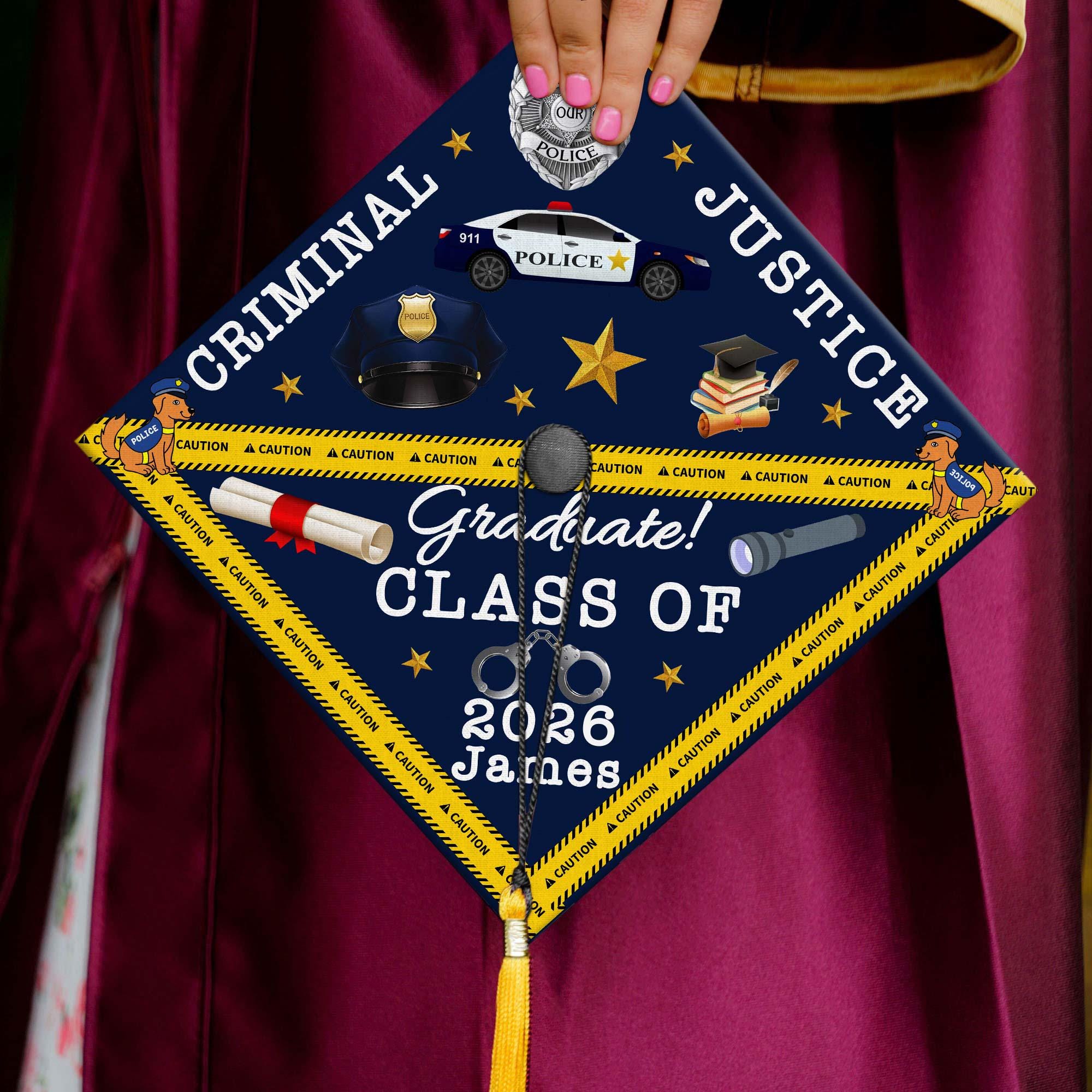 Personalized Criminal Justice Graduation Cap Topper, Criminology Grad ...