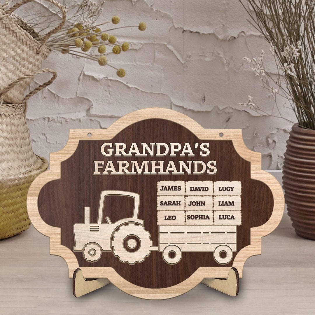 Personalized Grandpa's Farmhands Sign, Grandpa Gifts, Papa Gifts ...