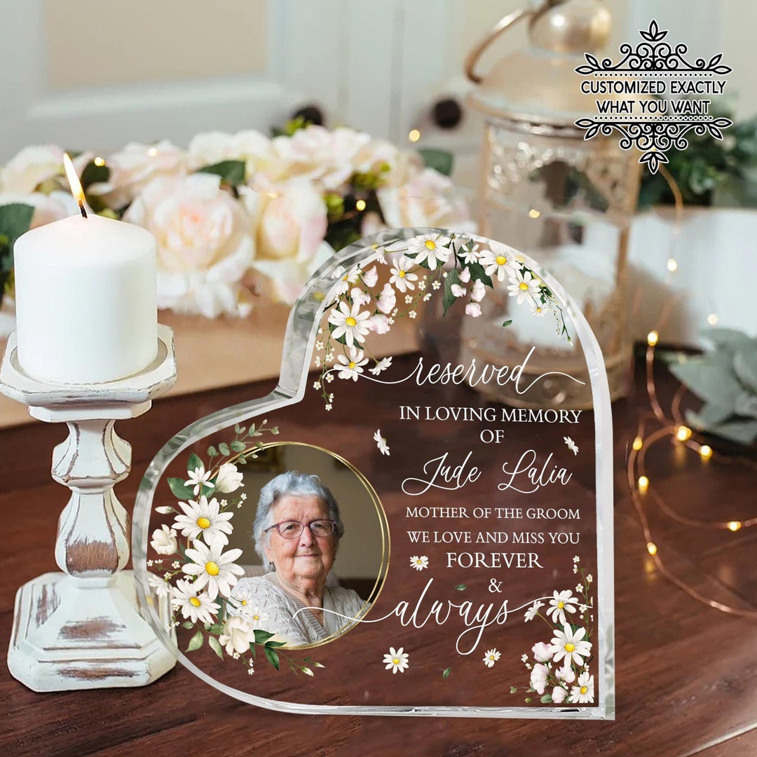 Personalized Photo Wedding Memorial Heart Acrylic Plaque, in Loving ...