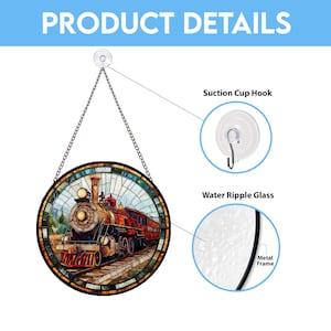 Train Faux Stained Glass Suncatcher, Train Window Hangings for Garden ...