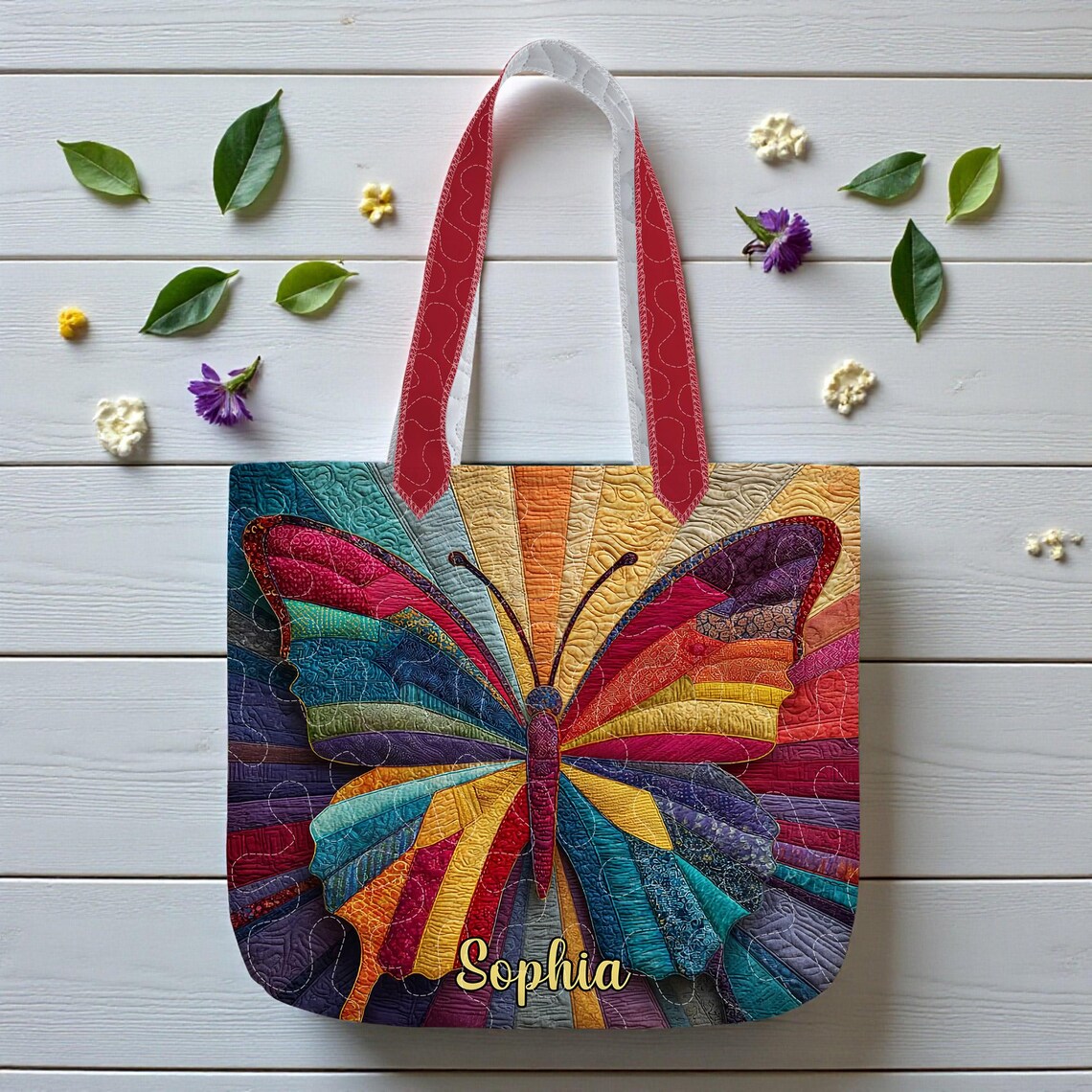 Custom Quilted Butterfly Tote Bag – Colorful Butterfly Design Bag ...
