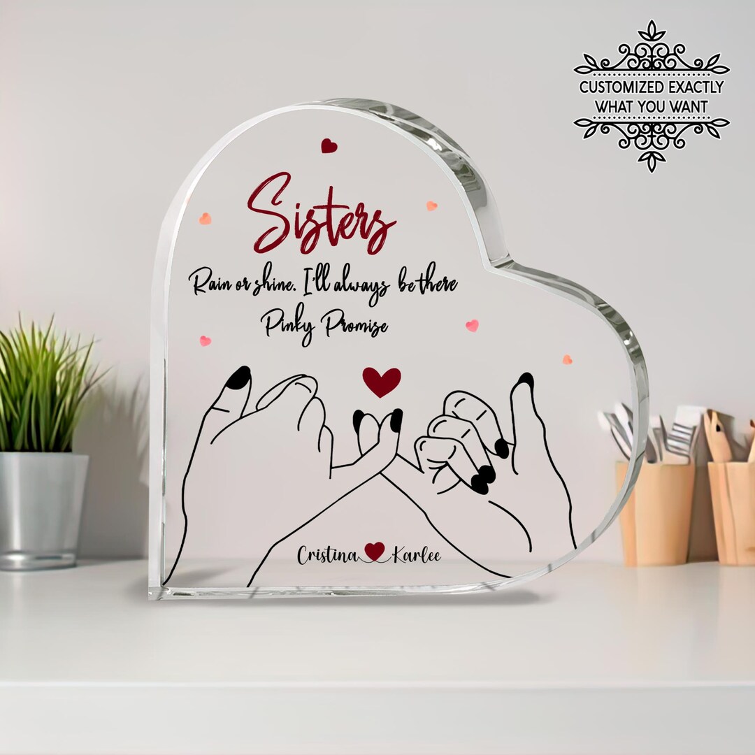 Personalized Sister Gift Heart Acrylic Plaque, Custom Gift for Sister ...