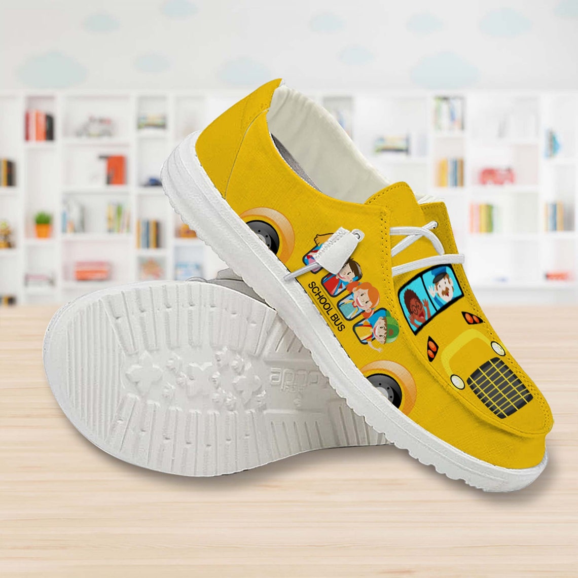 School Bus Driver Life Dude Shoes, Custom School Bus Graphic Shoes ...