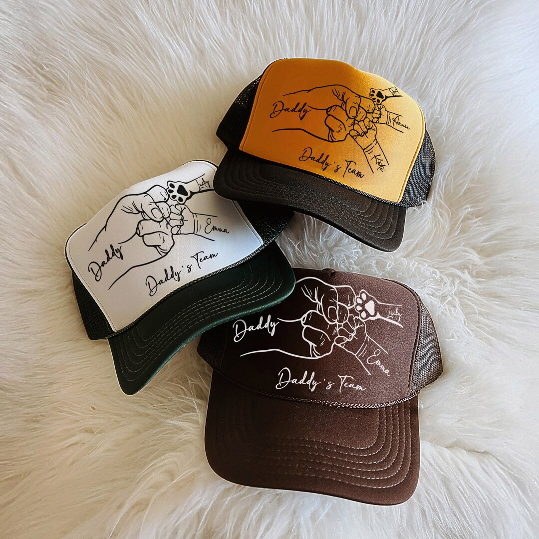 Personalized Dad and Kids Name Trucker Caps, Custom Best Dad Ever Hat ...