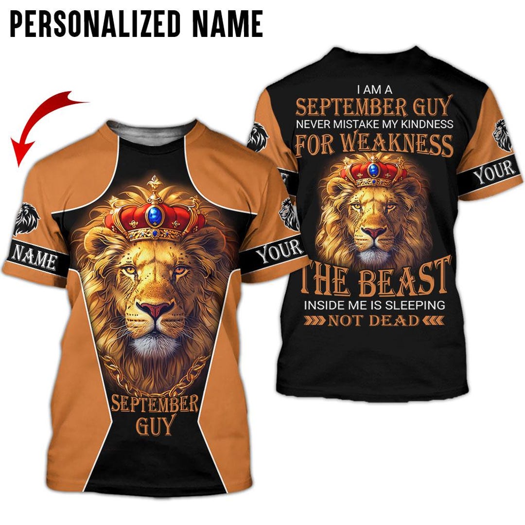 Personalized Name September King Lion Shirt, September Birthday Gift ...