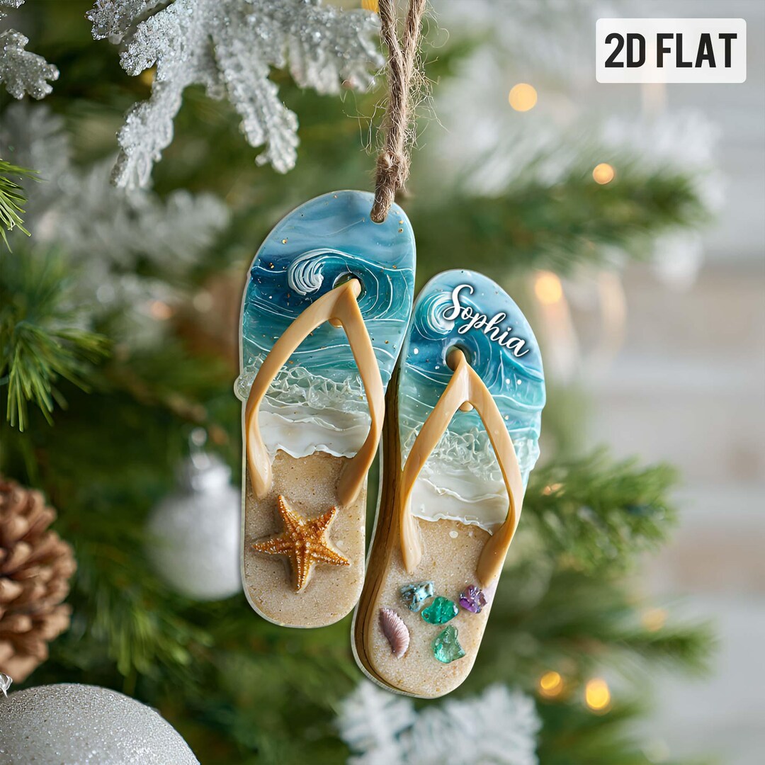 2D FLAT Custom Flip Flop Acrylic Ornament, Beach Ornament, Summer ...