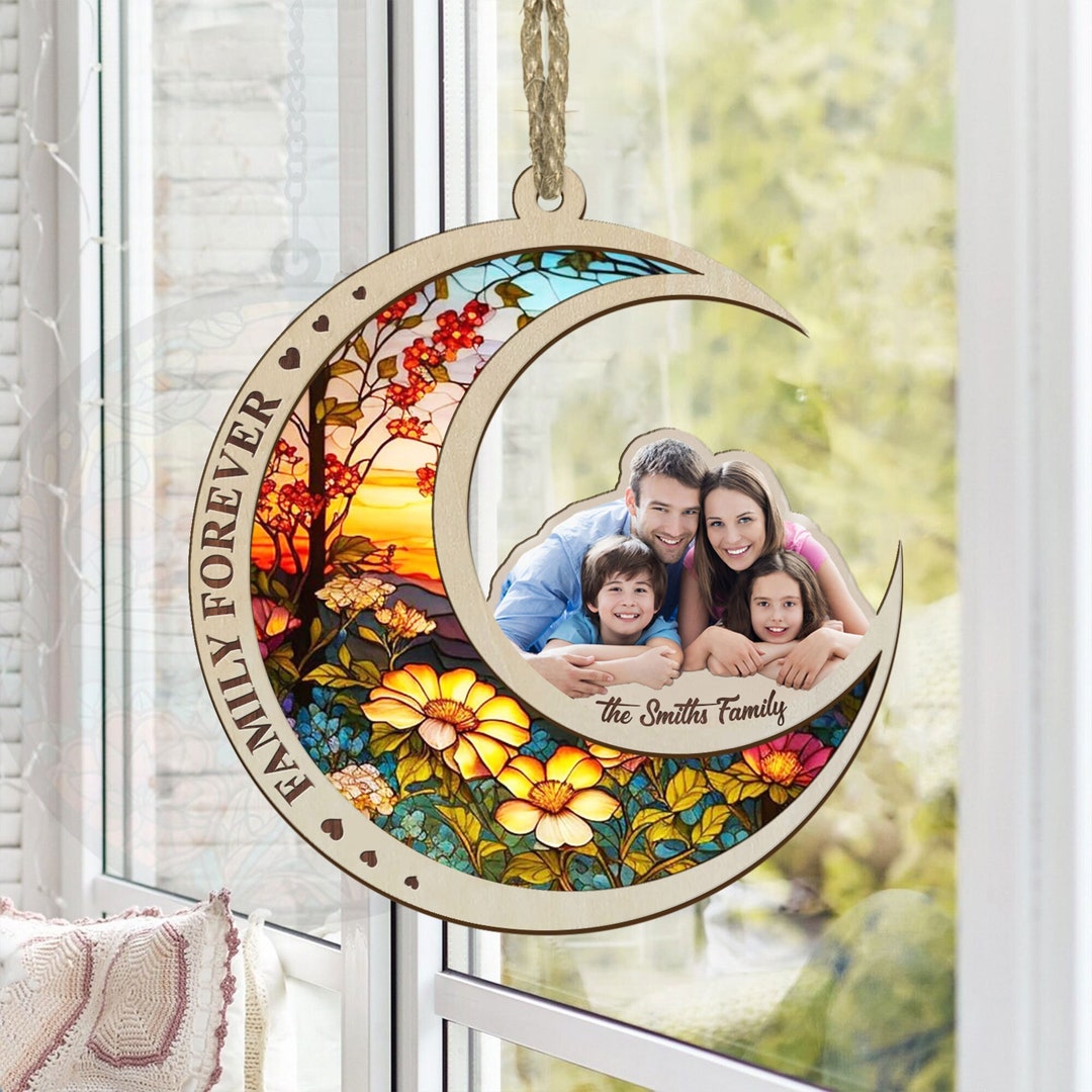 Personalized Photo Family Portrait Suncatcher, Family Window Hangings ...