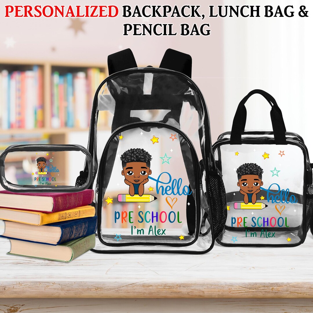 Personalized Back to School Clear Backpack for African American Kids ...